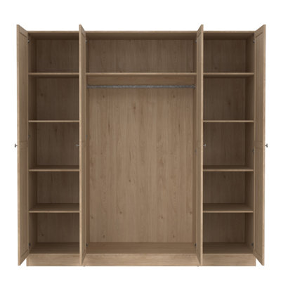 Brande Wardrobe with 4 Frame Doors in Jackson Hickory Oak