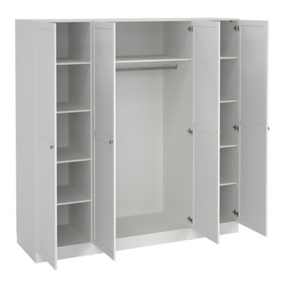 Brande Wardrobe with 4 Frame Doors in White | DIY at B&Q