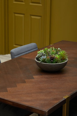 Brass Base Dining Table, Sustainable Acacia Wood Top Dining Room Table ...