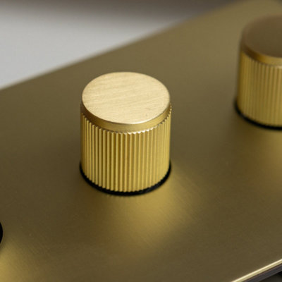BRASS BEE Satin Brass Switches and Sockets - Straight Knurled Design 4 ...