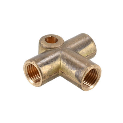 Brass Brake Pipe Fitting 3 Way Adaptor 7/16" UNF x 20 TPI for 1/4" Pipe ...