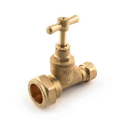 BRASS COMPRESSION PS2225 STOP TAP POLYCOCK MDPE BRASS 25MM X 22MM