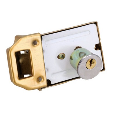 Brass Finish Front Door Lock Night Latch Rim Yale Type Cylinder ...