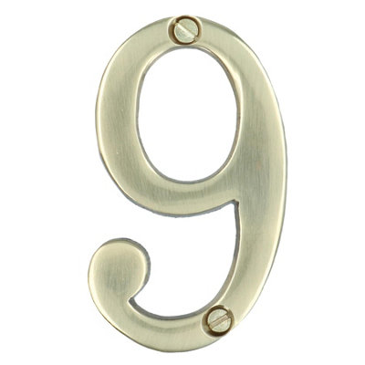Brass House Number 9 Door Sign 70mm Plaque Street Home Address Mail Letter