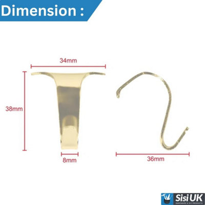Brass Plated Picture Rail Hooks 38mm Heavy Duty Pack of 10 Moulding ...