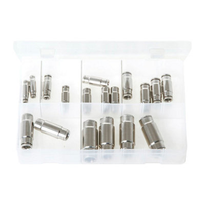 Brass Push-Fit Couplings - Straights, Metric Box of 18 Pieces