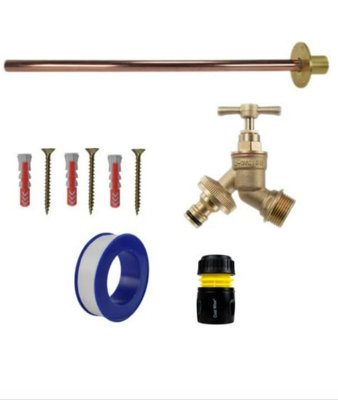 Brass Snap-On Bib Tap Outdoor Basic Tap Kit 1 with Black/Yellow Hose ...