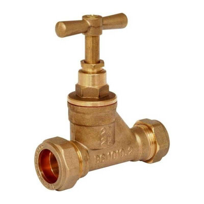 Brass Stopcock 22mm Compression Shut Off Valve BS1010 | DIY at B&Q