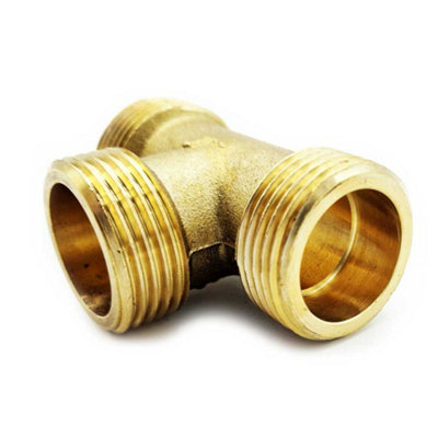Brass T Shape Water Fuel Pipe Male Tee Adapter Connector 1 inch BSP Thread