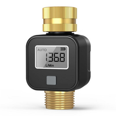 Brass Threaded Water Flow Meter, Measures Gallons/Liters and Flow Rate ...