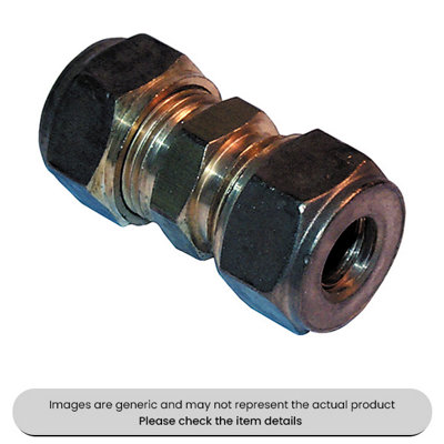 Brass Tube Couplings Imperial 1/4" With Stepped Olives Pack Qty 10