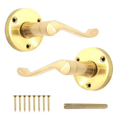 Brass Victorian Scroll Latch Handles On Rose 60Mm