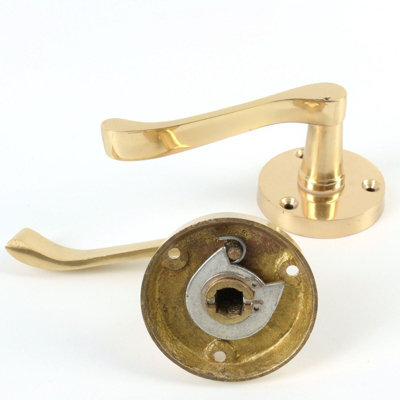 Brass Victorian Scroll Latch Handles On Rose 60Mm