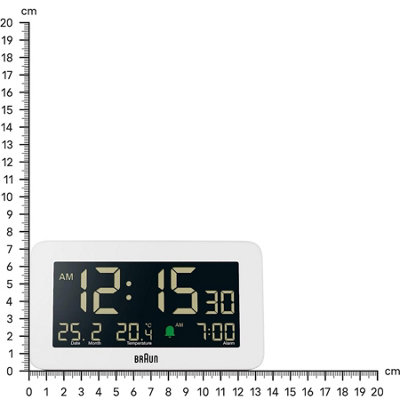 Braun BC10W Digital Alarm Clock with Date, Month and Temperature White