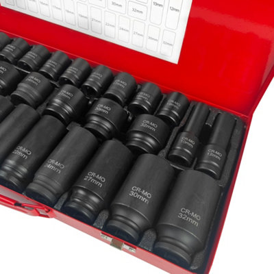 Brave Tools 35pcs 1/2" Sq Metric Drive Deep Impact Socket Tool Set ...