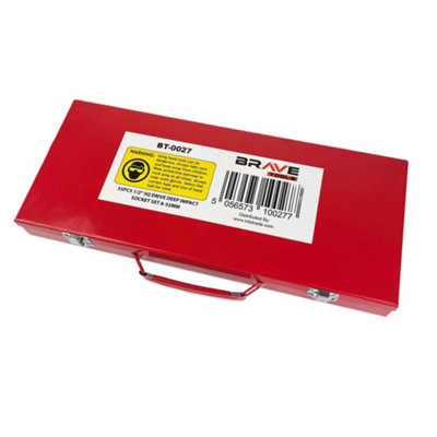 Brave Tools 35pcs 1/2" Sq Metric Drive Deep Impact Socket Tool Set ...