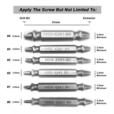 Brave Tools Pack Of 6 Damaged Screw Extractor Drill Bits Tool Set ...