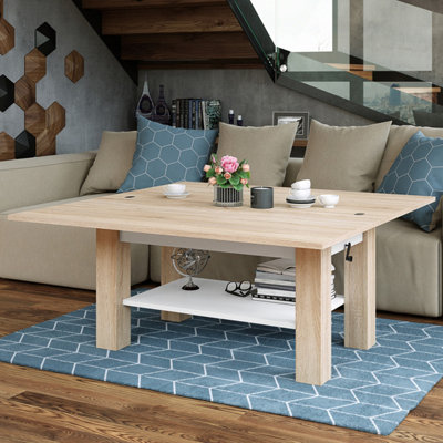 Bravo 2 in 1 Extending Coffee / Dining Table - Sonoma Oak / White Matt ...