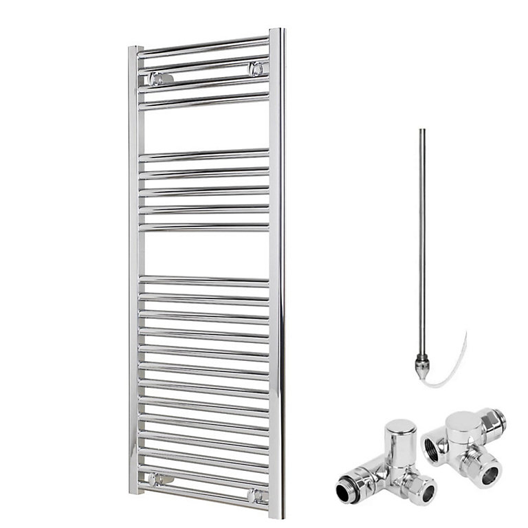 Bray Dual Fuel Heated Towel Rail, Straight, Chrome - W500 x H1200 mm ... Bray Dual Fuel Heated Towel Rail, Straight, Chrome - W500 x H1200 mm ...