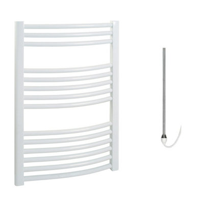 Bray Electric Heated Towel Rail, Prefilled, Curved, White - W600 x H800 ...