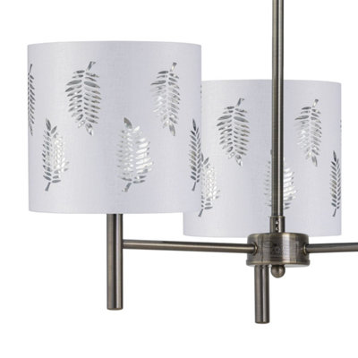 Brea - Antique Brass 3 Light Fitting with White Fern Shades