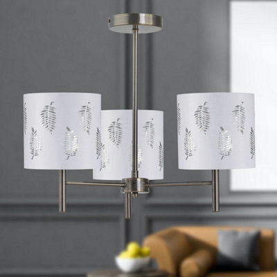 Brea - Antique Brass 3 Light Fitting with White Fern Shades