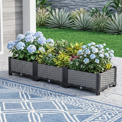 Breeins 120cm W Grey Plastic Raised Garden Bed Planter Box