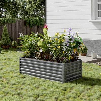 Breeins 180cm L Rectangle Two-grid Metal Raised Bed Galvanized Raised ...