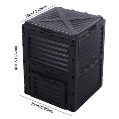 Breeins 300L Black Garden Plastic Compost Bin Composters