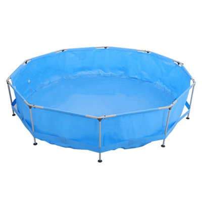 Breeins 360 x 76 cm Light Blue Round Metal Frame Pool Kids Garden Above ...
