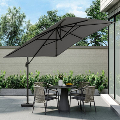 Breeins 3M Dark Grey Canopy Tilt Garden Roman Umbrella with Fan Shaped Base