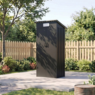 Breeins Black Pent Outdoor Metal Shed Garden Storage Shed for Patio 3 x 2FT