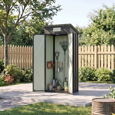 Breeins Black Pent Outdoor Metal Shed Garden Storage Shed for Patio 3 x 2FT