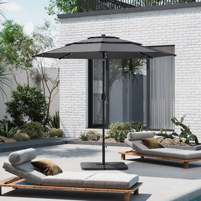 Breeins Dark Grey Garden 3-Tier Umbrella Outdoor Garden Patio Umbrellas ...