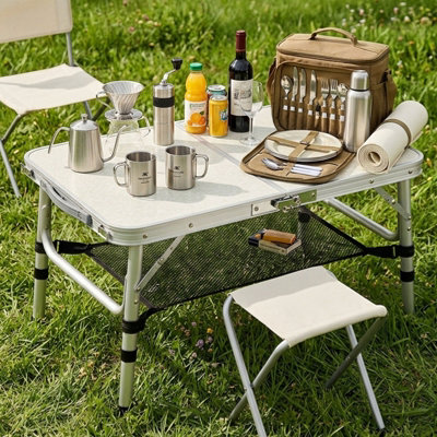 Breeins Half-fold Portable Folding Height Adjustable Camping Table with ...