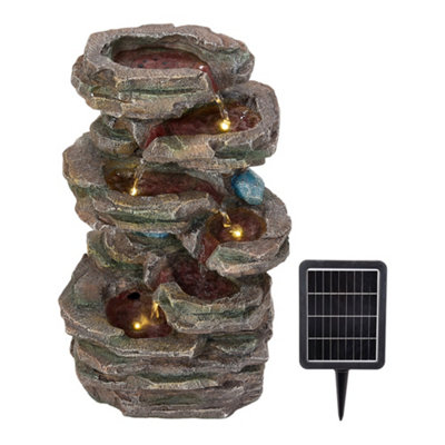 Breeins Naturalistic Rock Solar-Powerd Water Feature Outdoor Garden ...