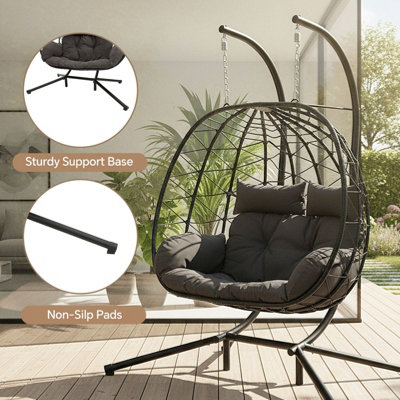 Breeins Outdoor & Indoor 2-Seater Swing Hanging Egg Chair with Metal ...
