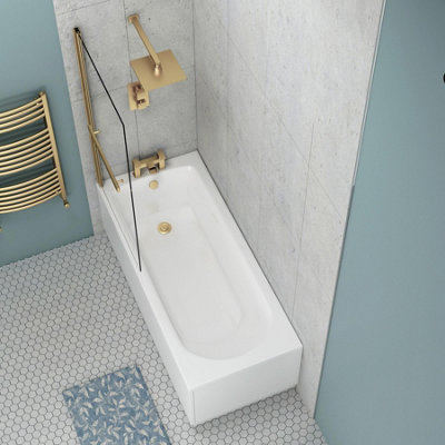 Breeze 1600 x 700mm Acrylic Single Ended Round Edged White Straight ...