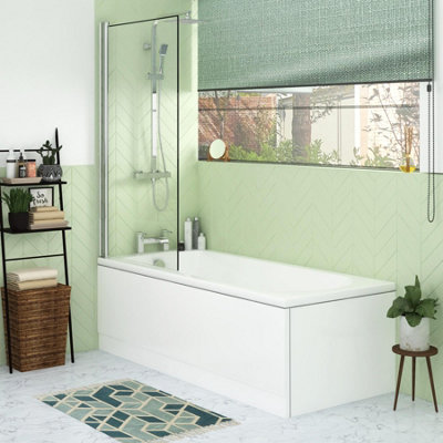 Breeze 1800 x 800mm Acrylic Single Ended Round Edged White Straight ...
