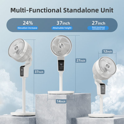 Breeze Motion Oscillating Standing Fan Remote Control 3 Speed Modes Pedestal Fan Silent ...