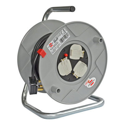 Brennenstuhl Cable Reel - Heavy Duty 25 Metre Cable Reel - Thermal Cut ...