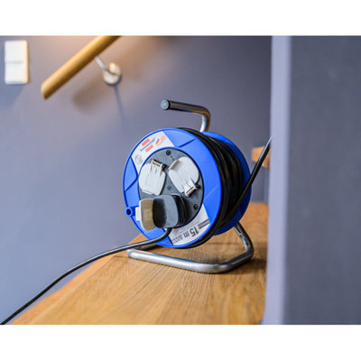 Brennenstuhl Compact Cable Reel 3 Way Extension Reel - Heavy Duty 15 ...