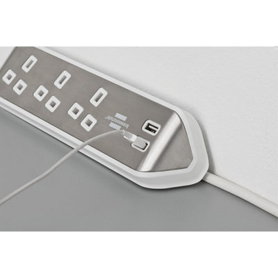 Brennenstuhl Estilo Corner Extension Lead With USB - Stainless Steel ...