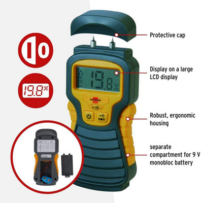 Brennenstuhl Moisture Detector Damp Meter Moisture Tester for Wood ...