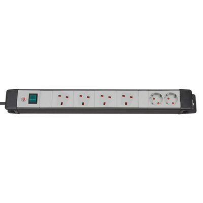 Brennenstuhl UK & Schuko extension lead 4 UK Sockets & 2 Schuko Sockets ...