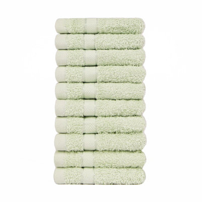 Brentfords 10 Pack of 100% Cotton Face Cloth Towel, 30 x 30cm - Sage