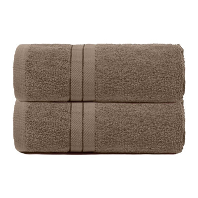 Brentfords 2 Pack of 100% Cotton Hand Towel, 50 x 80cm - Mocha