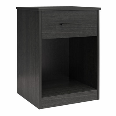 BrEZ Build Pearce 1 Drawer Nightstand Black Oak Look