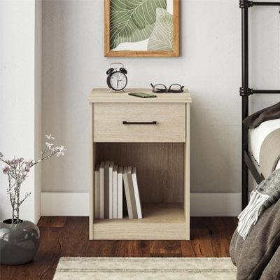 BrEZ Build Pearce 1 Drawer Nightstand Light Oak Look