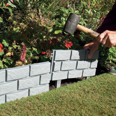 Brick Effect Garden Edging (Pack of 4) - Grey